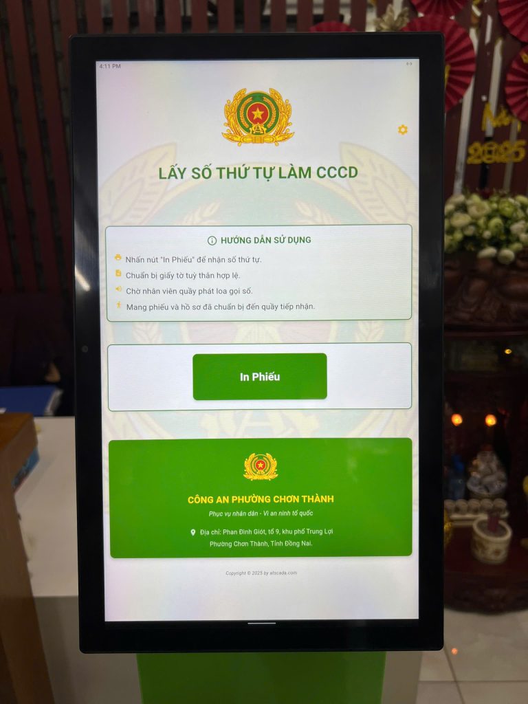 Queue Management Kiosk with Automatic Ticket Dispenser - ATSCADA